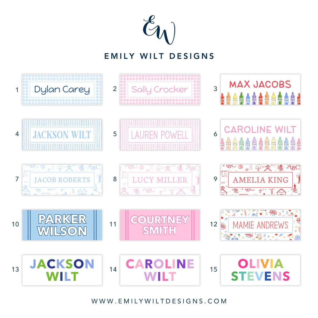 Custom Name Labels – Emily Wilt Designs