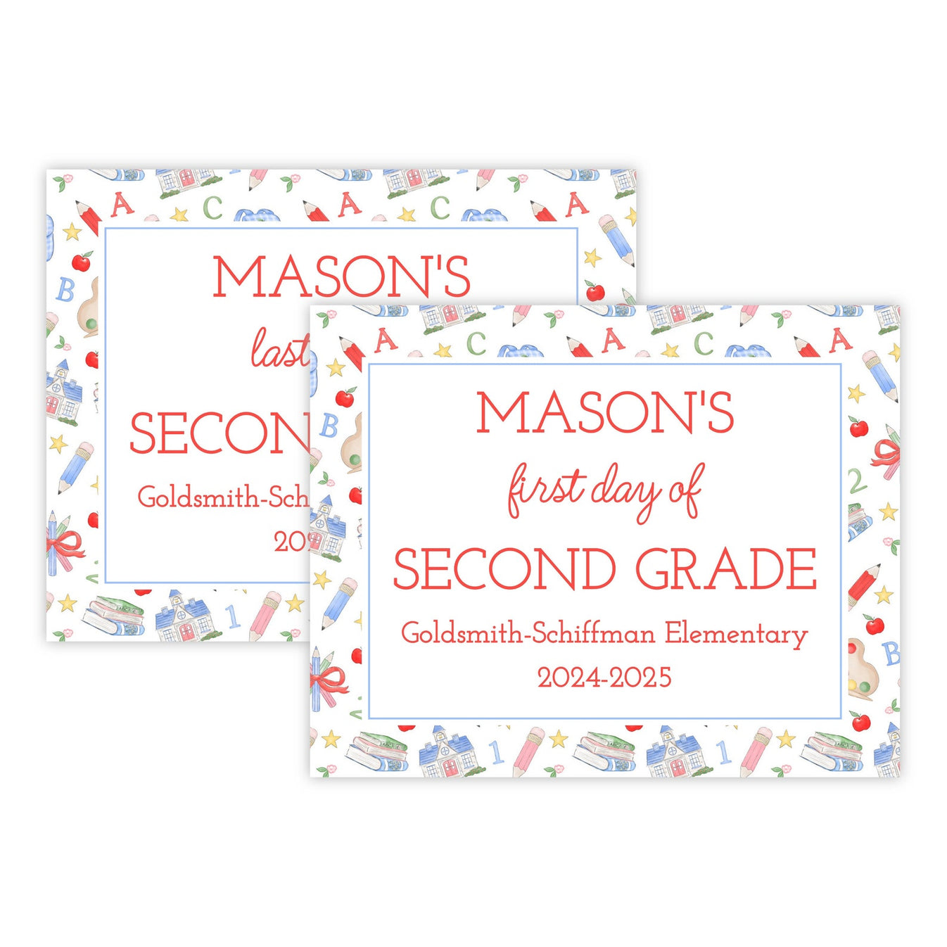 Personalized First & Last Day of School Sign | Double-Sided Photo Prop ...